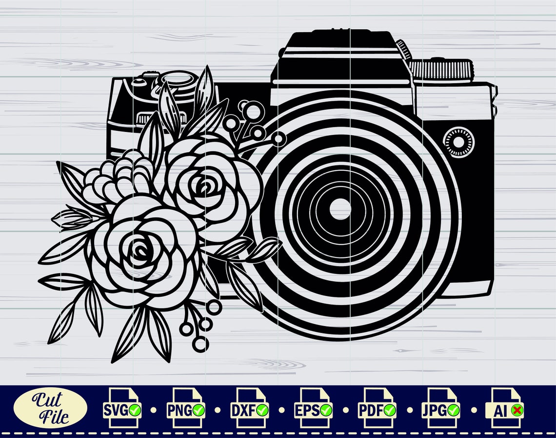 Floral Camera SVG Bundle: Photography Clipart, Cricut Silhouette Cut ...