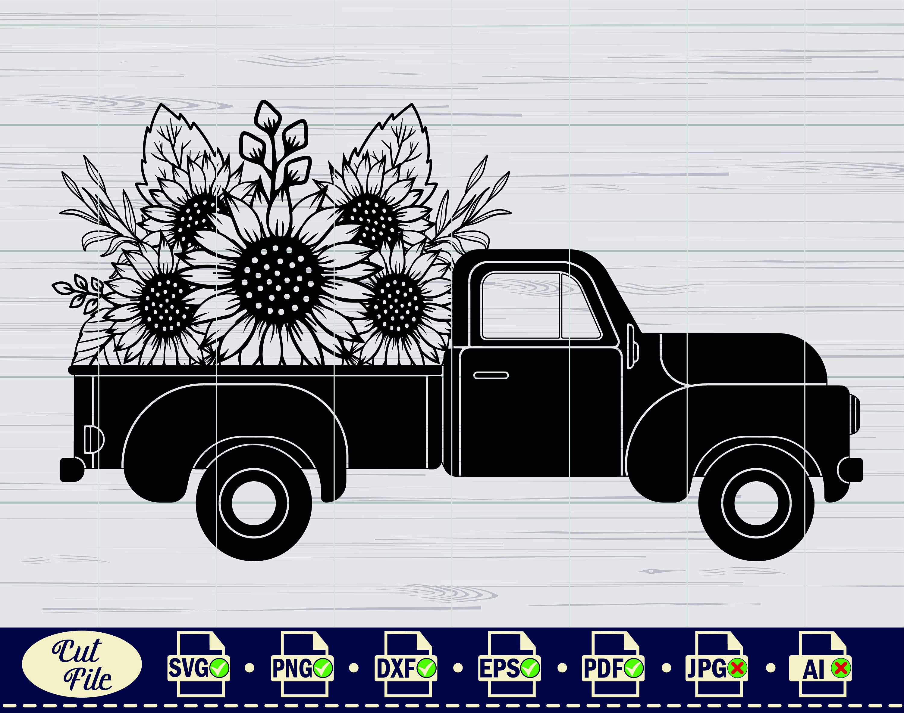 Sunflower Truck SVG2 Spring Truck Svg Truck With Flowers - Etsy Canada