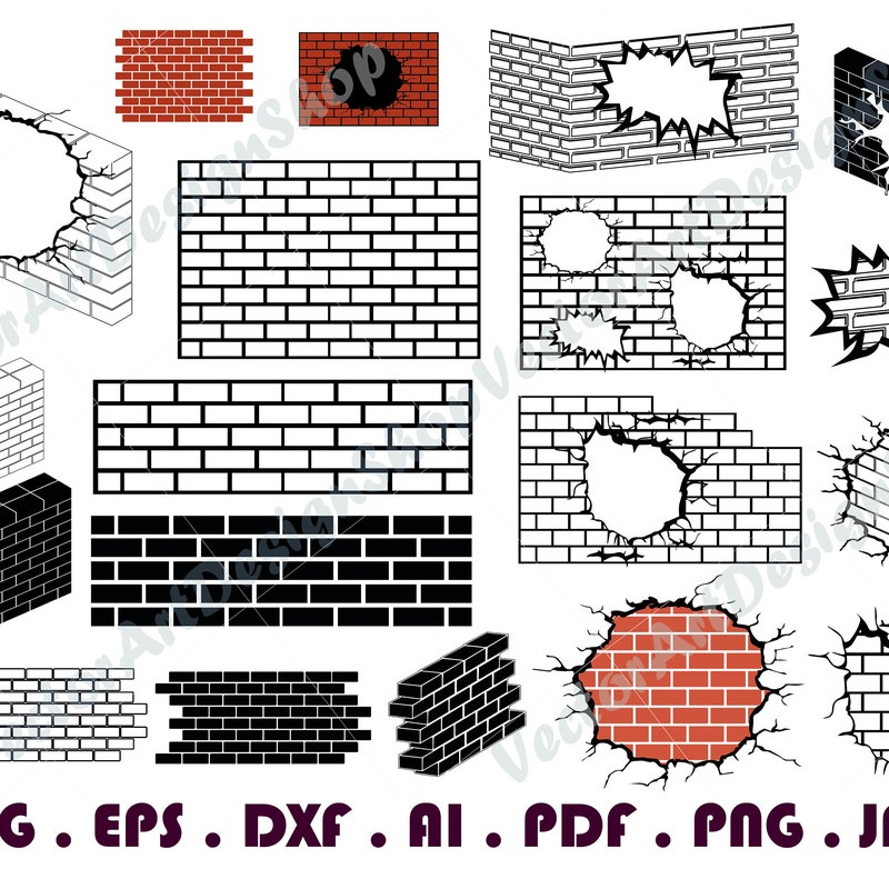 Brick Wall Svg - Etsy