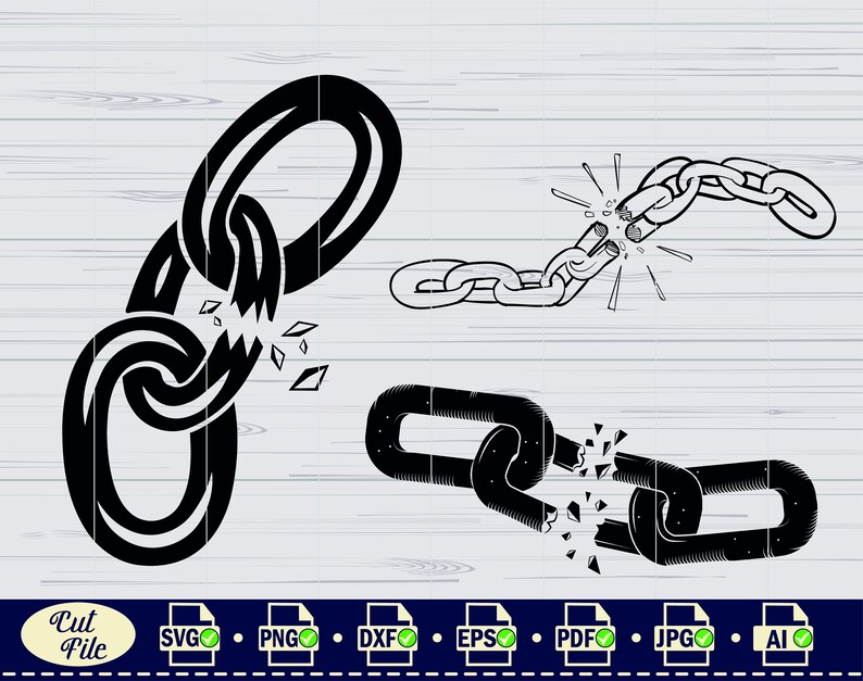 Chain SVG Clipart: Broken Chains, Cricut Cut Files (digital Download ...