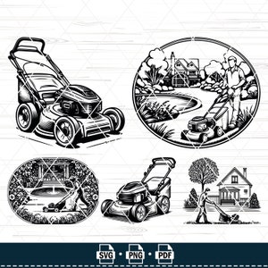 Lawn Mower SVG Clipart: Landscaping Vector Graphics (digital Download ...