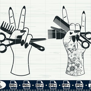 Hair Stylist Hand SVG Bundle: Barbershop Hair Salon Graphics (digital ...