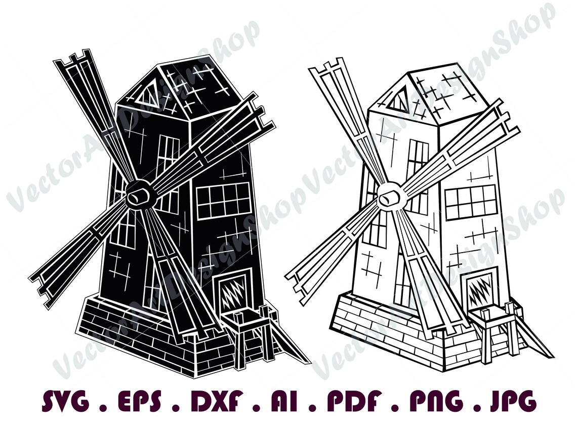 Windmill SVG 1 Windmill SVG Windmill Clipart Windmill - Etsy