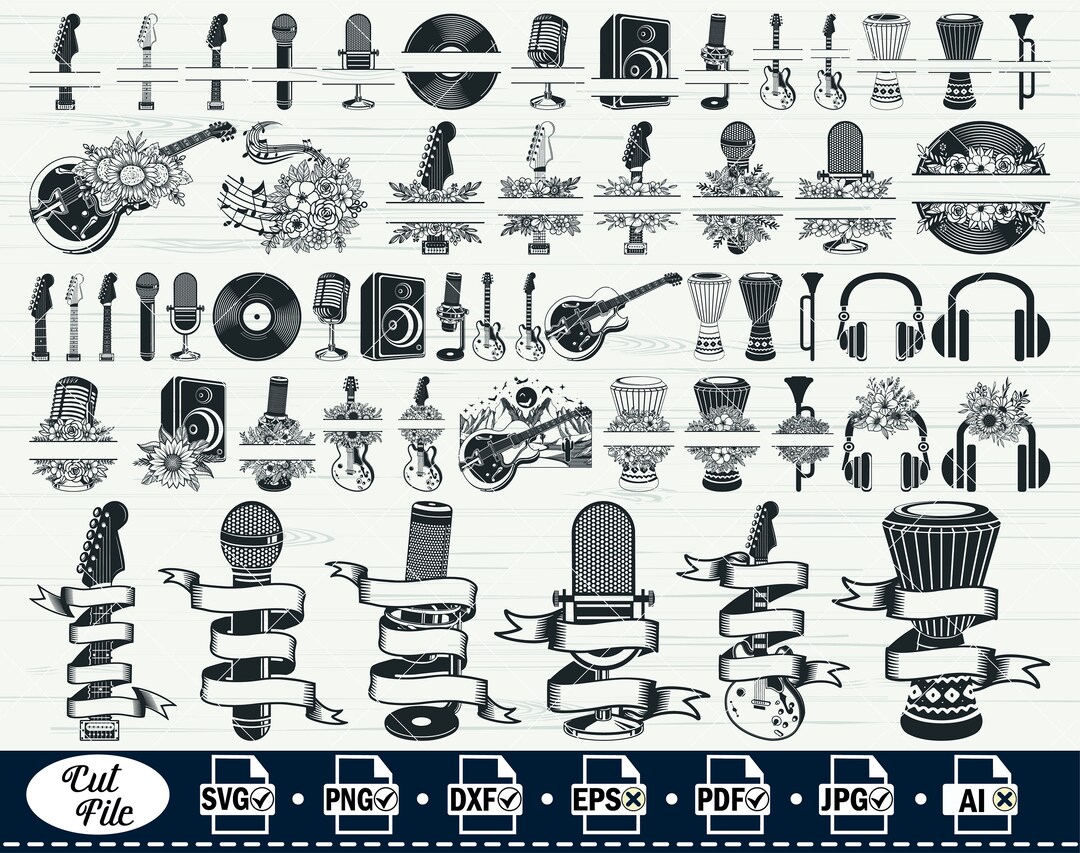 Music Logo SVG, Microphone Musical Note Cut File, Musical Notes ...