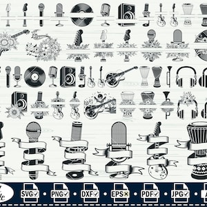 Music Logo SVG, Microphone Musical Note Cut File, Musical Notes ...