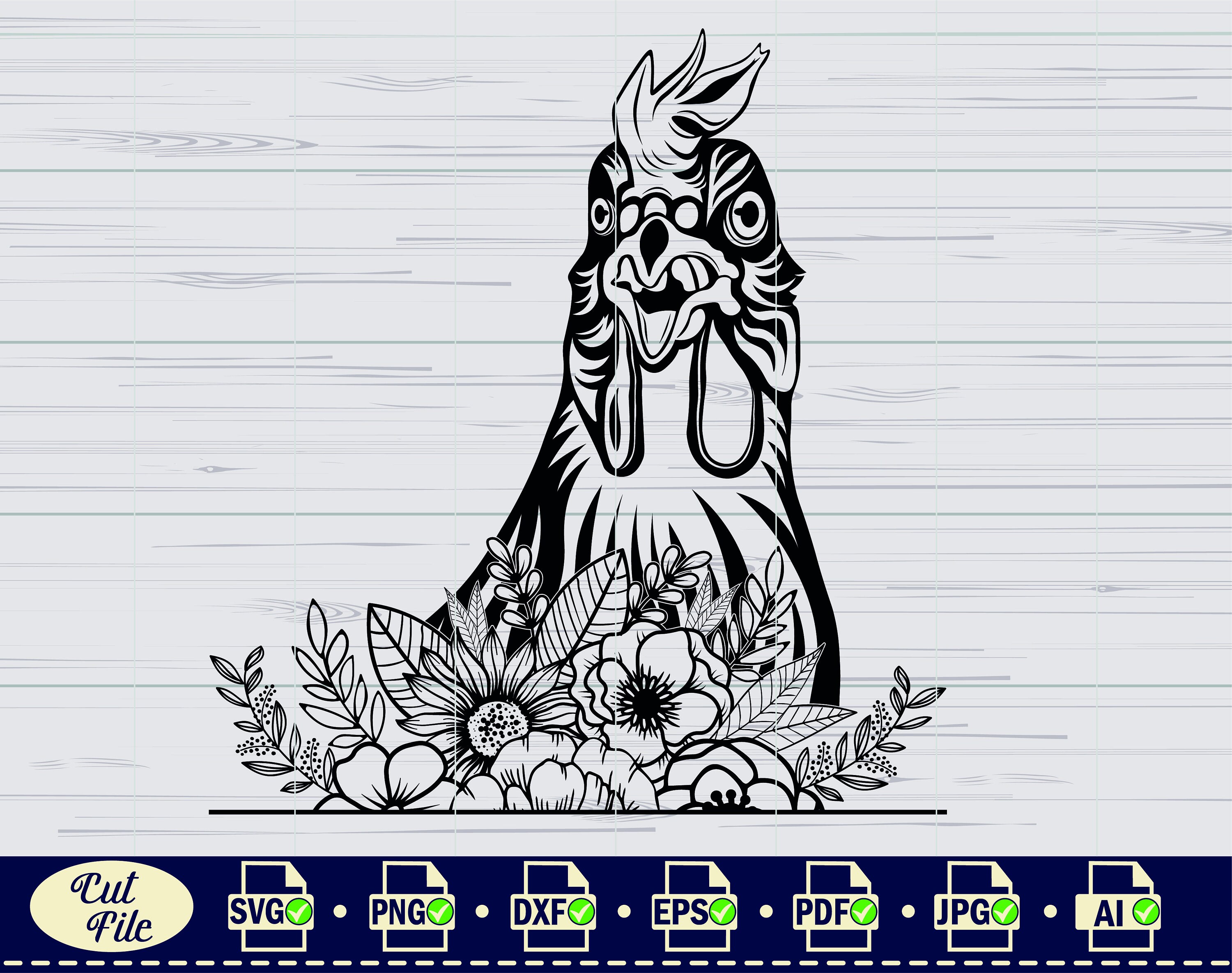 Chicken Svg Files 10 Floral Chicken Crazy Chickencute - Etsy