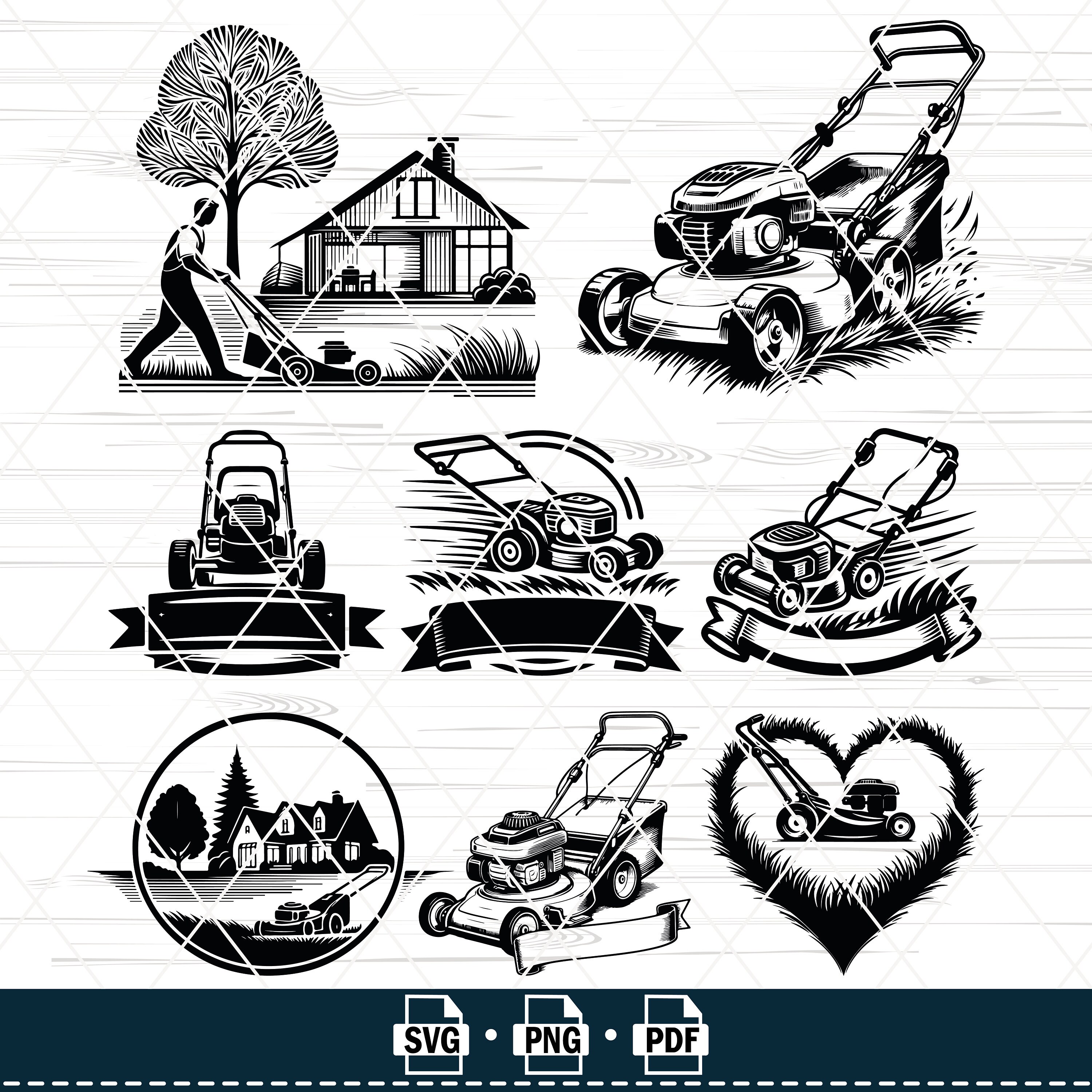 Lawn Mower SVG Clipart: Landscaping Vector Graphics (digital Download ...