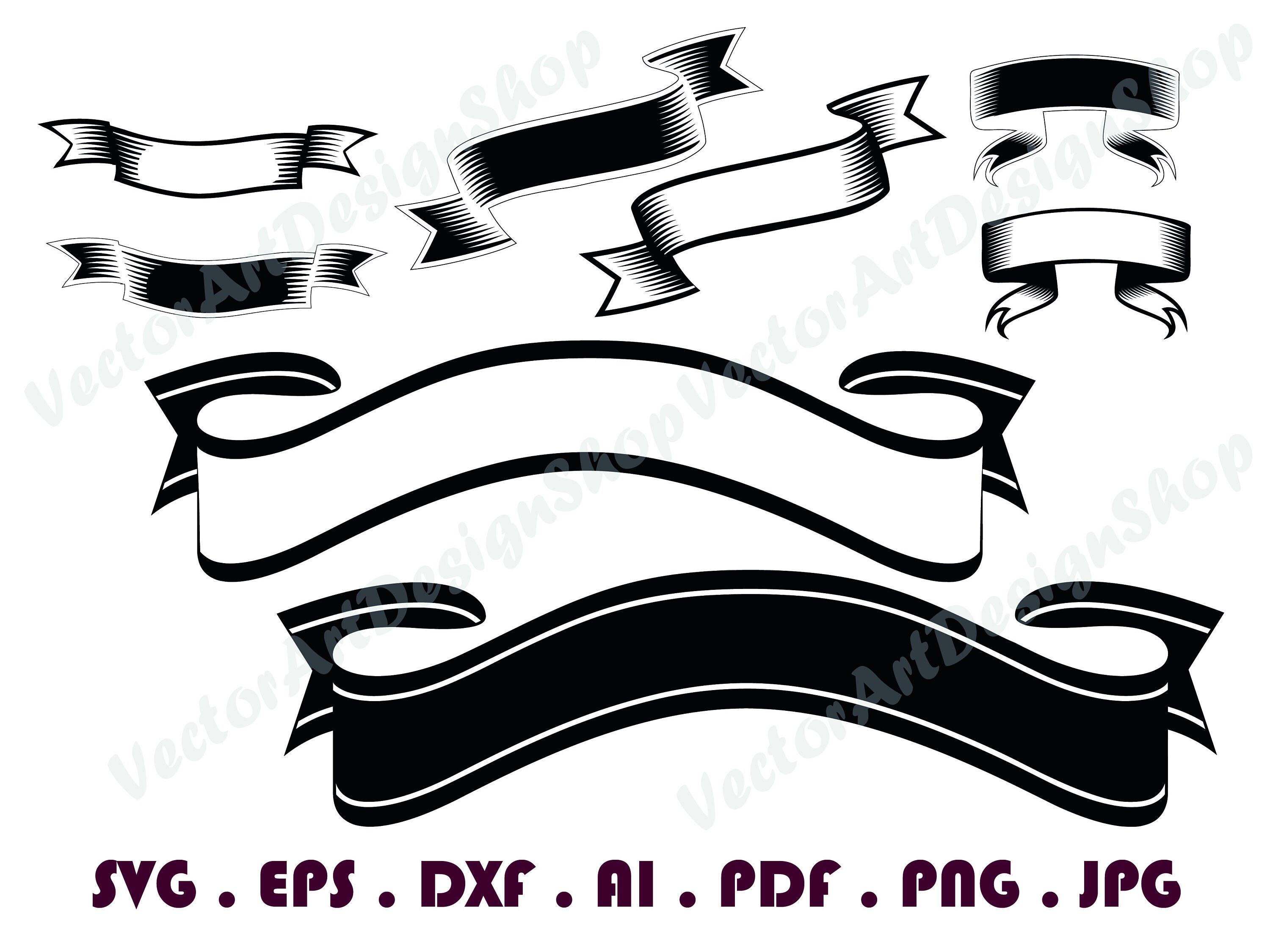 Visual Arts Collage Sheets Ribbon Cut Files For Silhouette Ribbon Svg ...