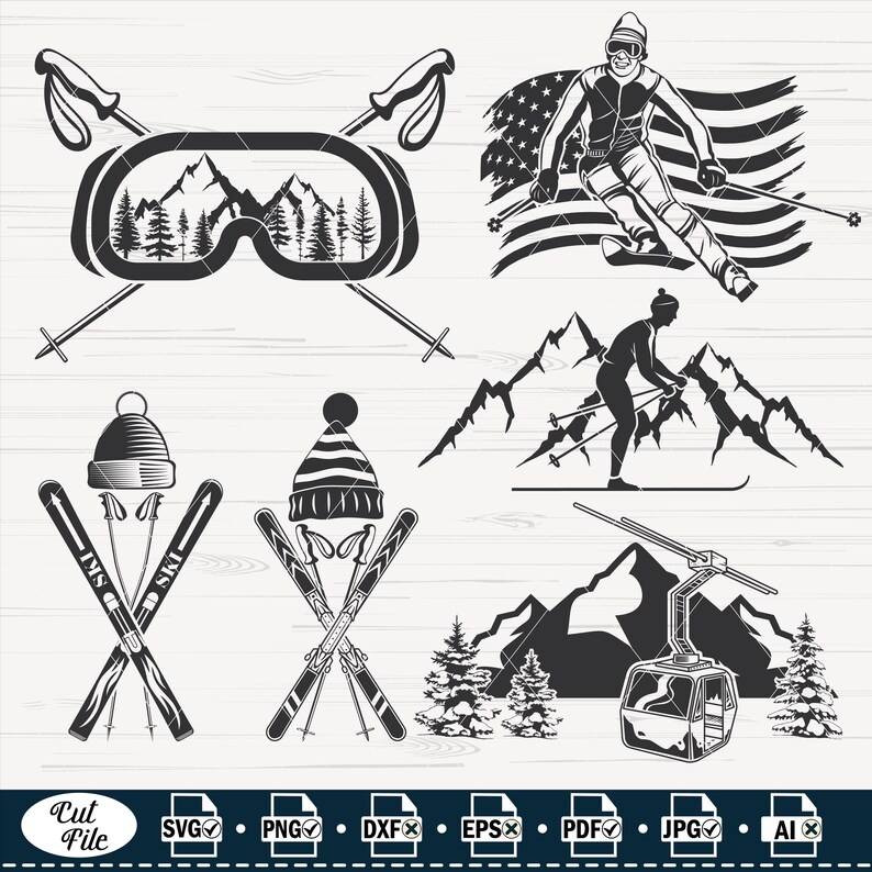 Skiing SVG Bundle: Helmet, Goggles, Boots, and More (digital Files) - Etsy