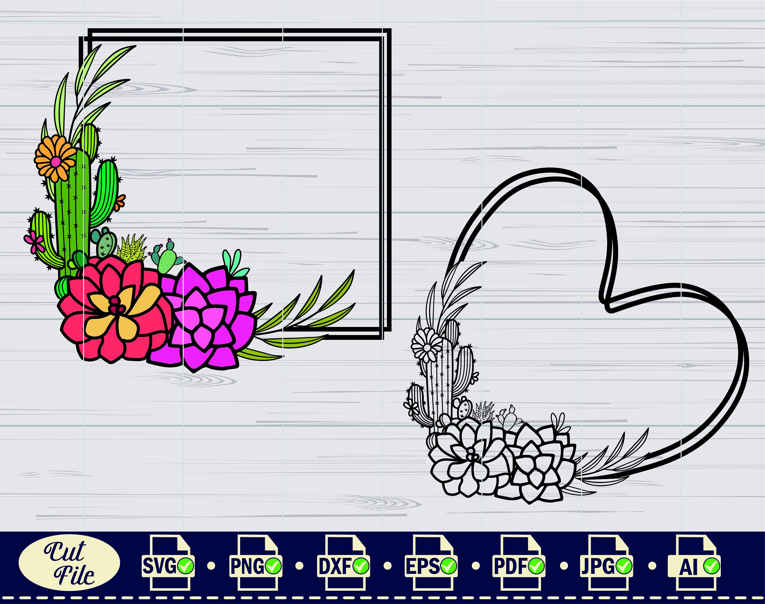 Cactus Frames SVG3 Cactus Monogram Svg Cactus SVG File - Etsy UK