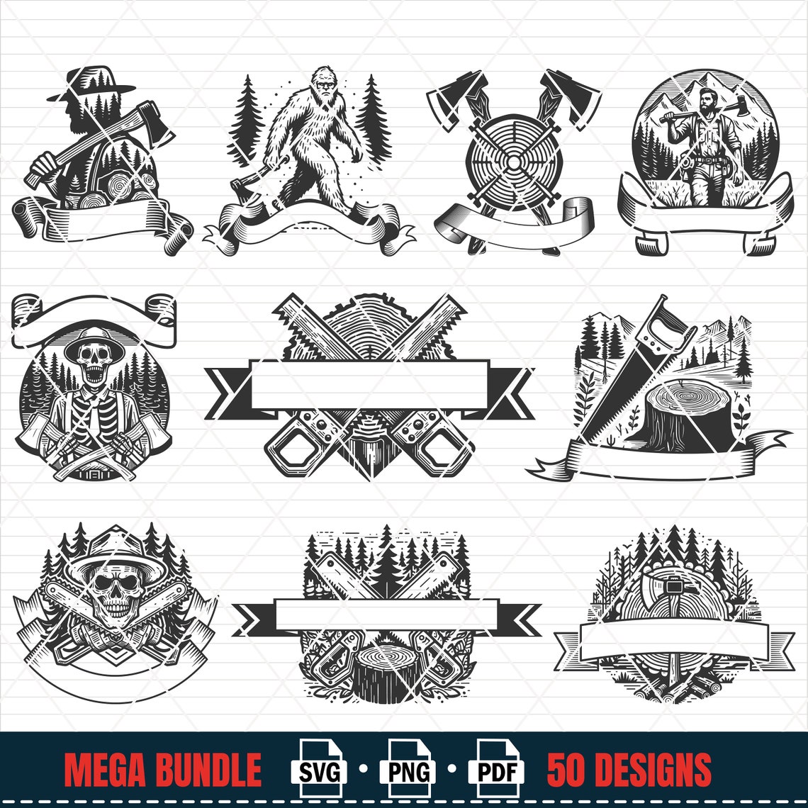 Lumberjack Silhouette SVG Cut File: Axe Monogram Designs (digital ...