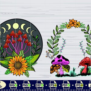 Mushroom SVG ,#5, Monogram Frame Svg, Mushroom Split Monogram Frame Svg ...