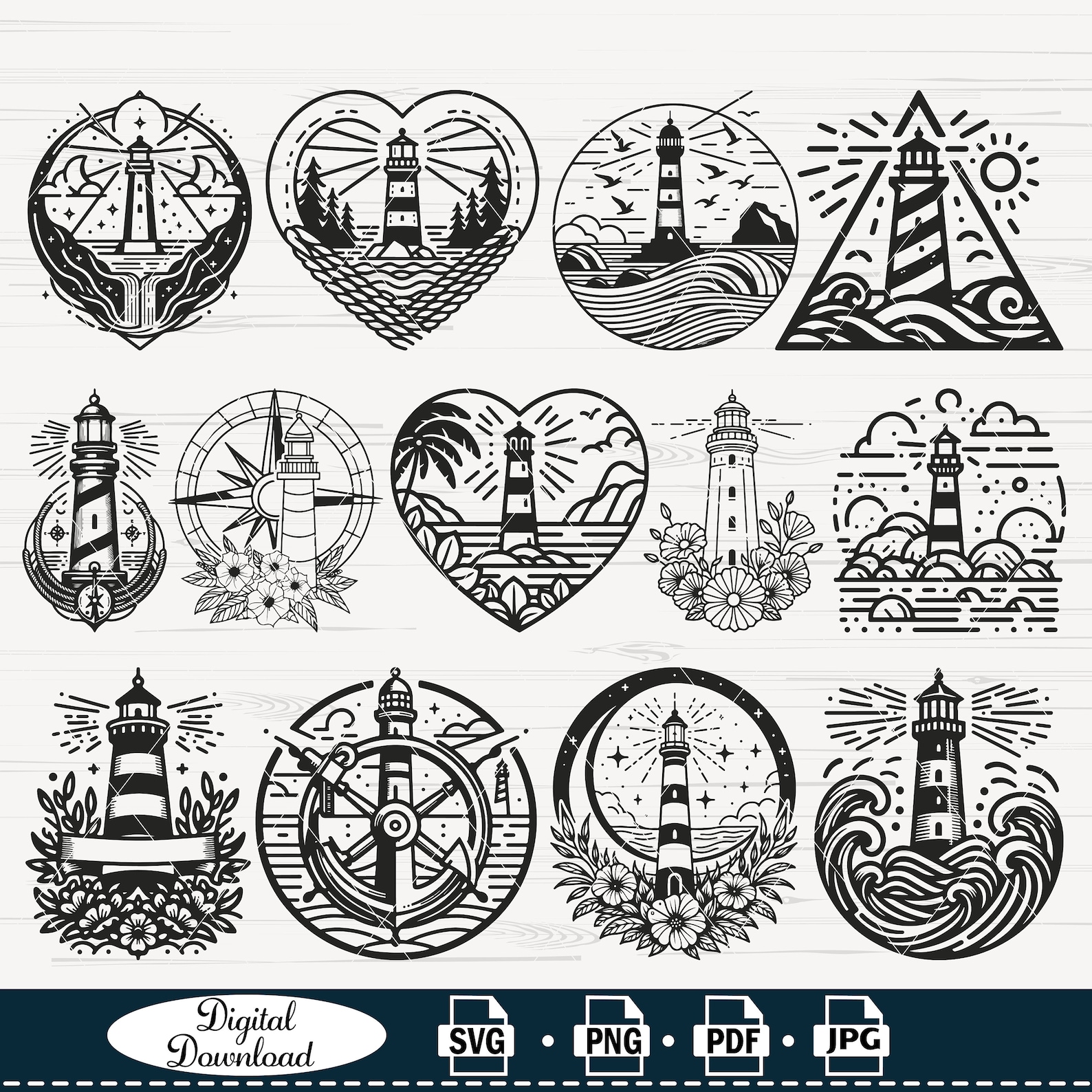 Lighthouse SVG File, Lighthouse SVG, Nautical Svg, Lighthouse Clipart ...