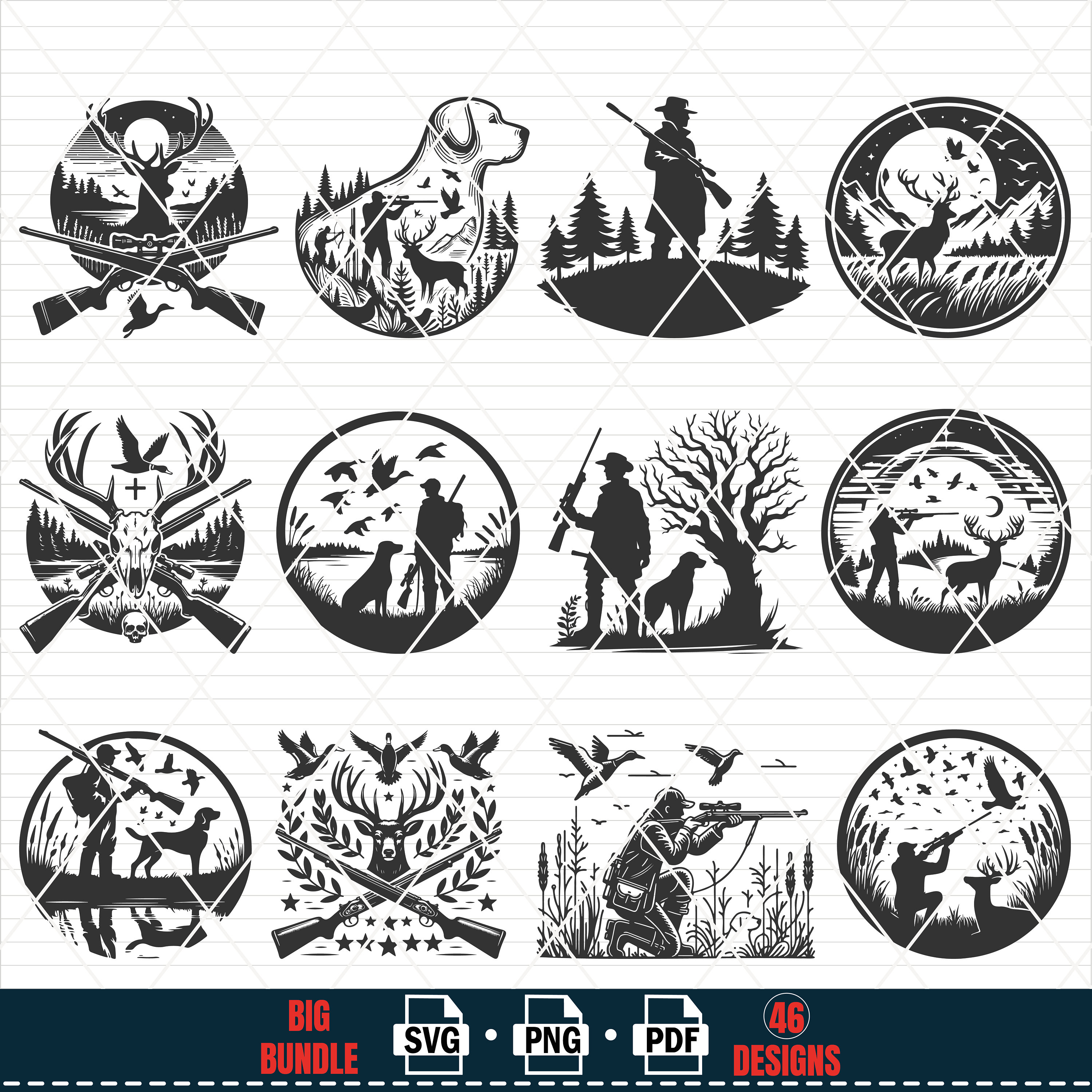 Hunting SVG Bundle: Deer, Duck, Pheasant Cut Files (digital Download ...