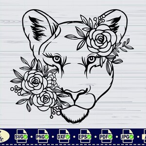 Lion SVG File,10, Lion With Flowers SVG, Lion Cut File, Floral Lion Svg ...
