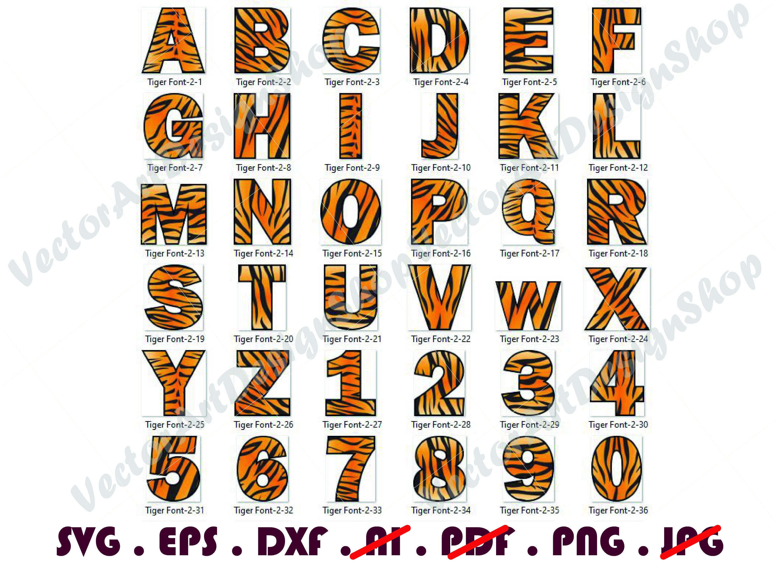 Tiger Font Svg1 Tiger Font Png Animal Font Svg Tiger - Etsy Australia