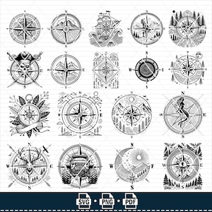 Compass SVG Bundle: Nautical & Scenic Designs (70 Files) - Etsy