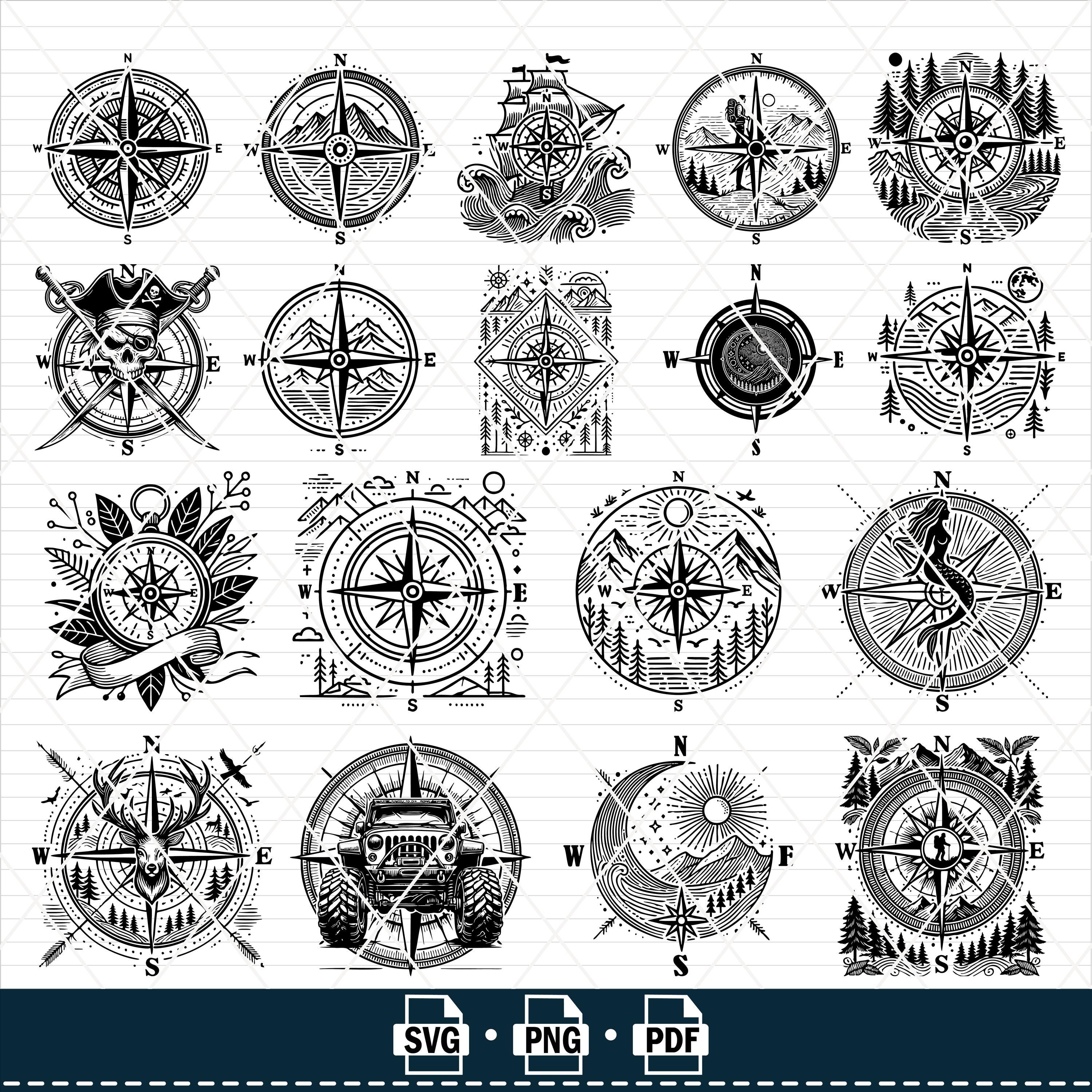 Compass SVG Bundle: Nautical & Scenic Designs (70 Files) - Etsy
