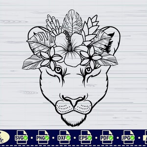 Lion SVG File,10, Lion With Flowers SVG, Lion Cut File, Floral Lion Svg ...