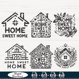 Home Sweet Home SVG Bundle, House Clipart (digital Download) - Etsy