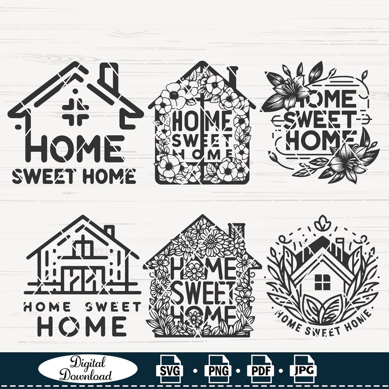 Home Sweet Home SVG Bundle, House Clipart (digital Download) - Etsy