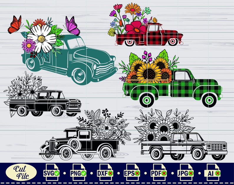 Sunflower Truck SVG1 Spring Truck Svg Truck With Flowers - Etsy
