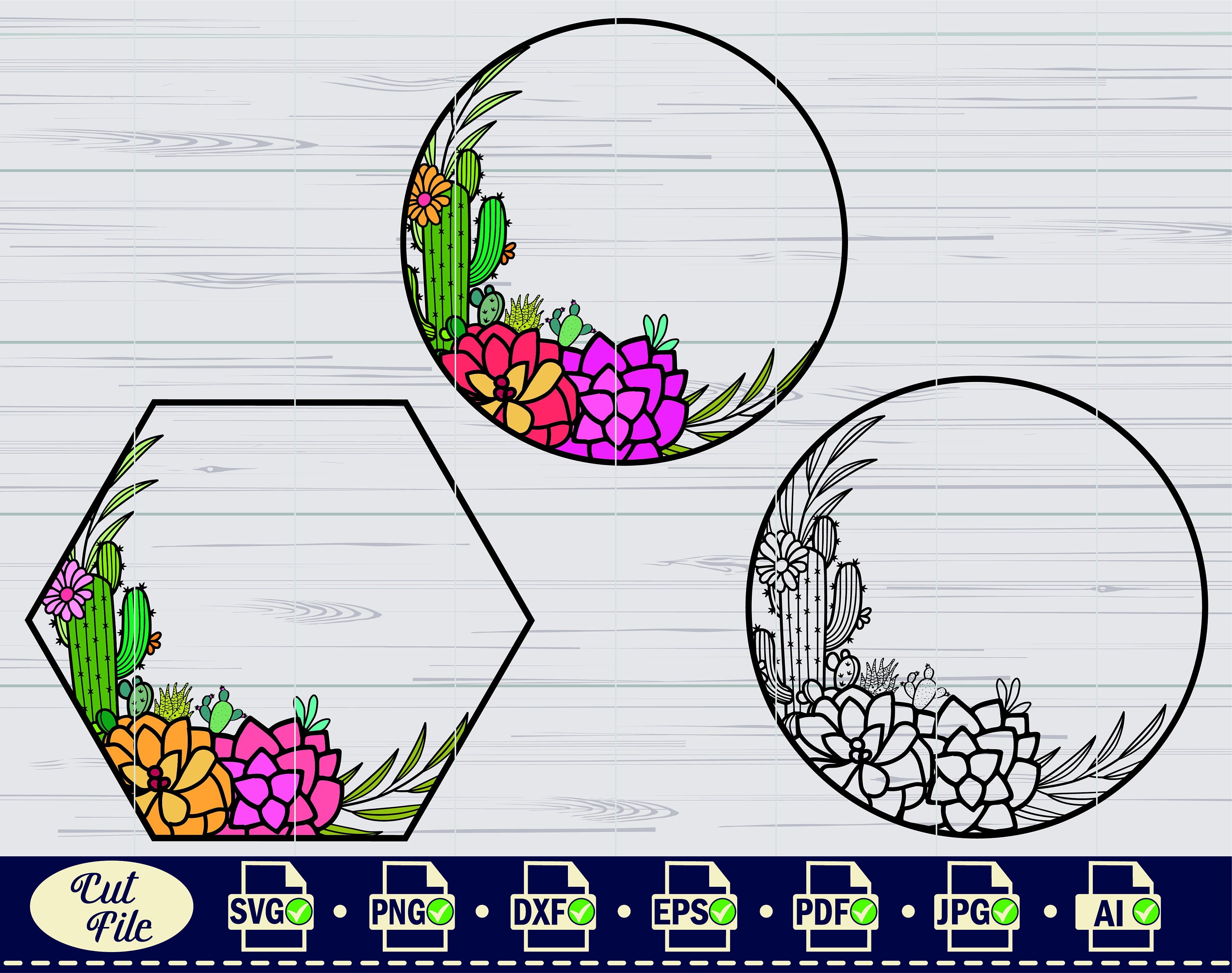 Cactus Frames SVG3 Cactus Monogram Svg Cactus SVG File - Etsy UK