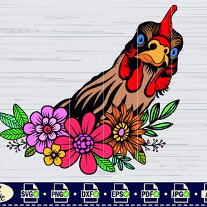 Chicken Svg Files 8, Floral Chicken, Cute Chicken,cute Rooster, Farm ...
