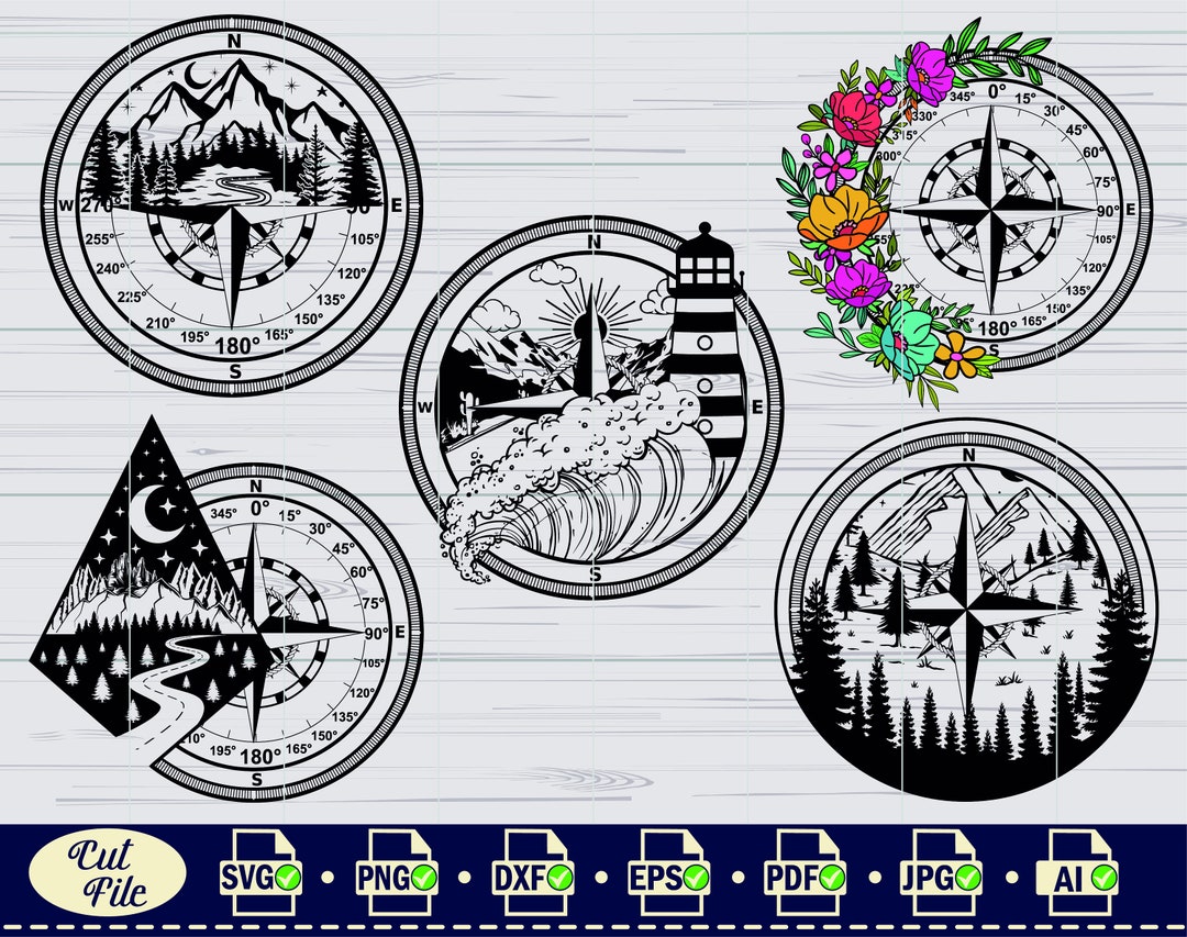 Compass SVG,2, Nautical Compass, Scenic Compass Files for Cricut ...