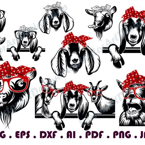 Floral Goat Svg Silhouette Vector Farm Animal Clipart Goat - Etsy