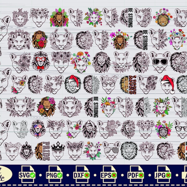 Half Lion Face Svg - Etsy