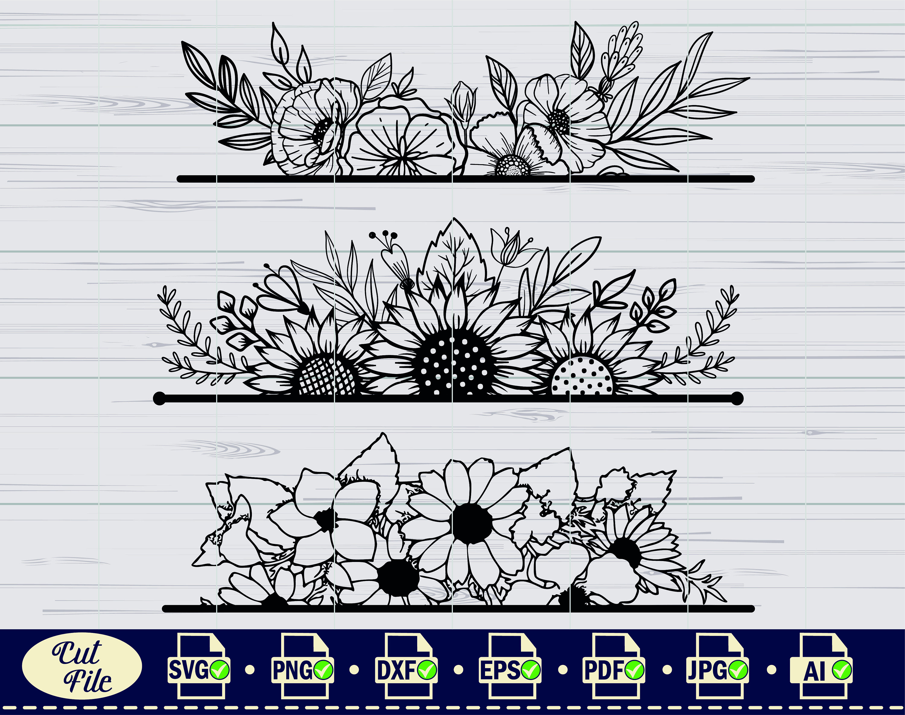 Floral Border SVG2 Flower Border SVG Floral Monogram - Etsy Canada