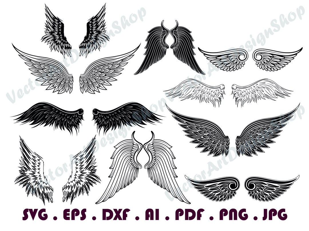 Wings 1 SVG Wings SVG Wings Clipart Wings Files for - Etsy