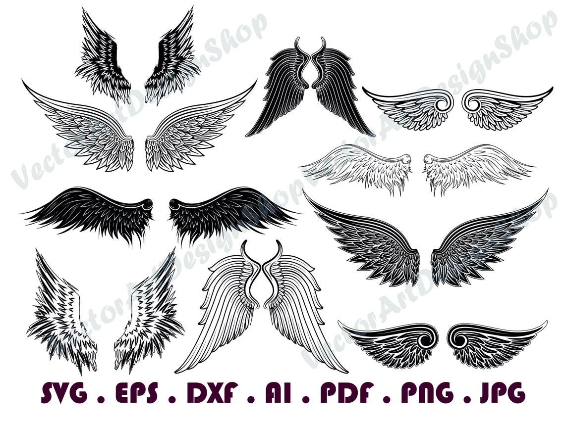 Wings 1 SVG Wings SVG Wings Clipart Wings Files for - Etsy