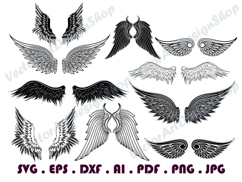 Wings 1 SVG Wings SVG Wings Clipart Wings Files for - Etsy