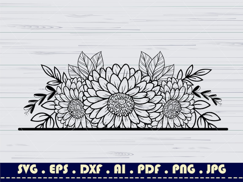 Split Sunflower Monogram SVG: Floral Cut File (digital Download) - Etsy
