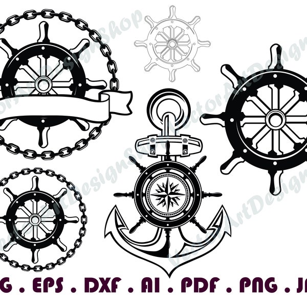 Nautical Ship Wheel Svg Etsy