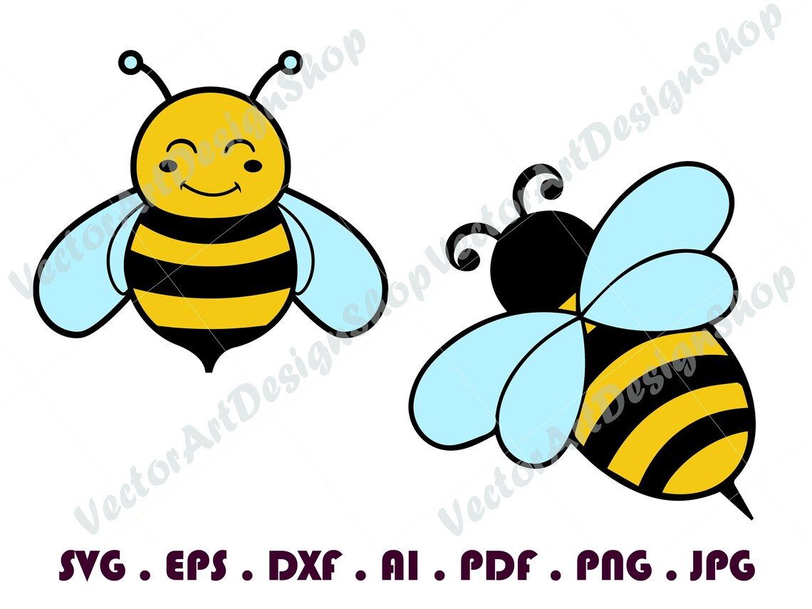 Bee SVG PNG 8 Files for Cutting Machines Digital Clipart | Etsy
