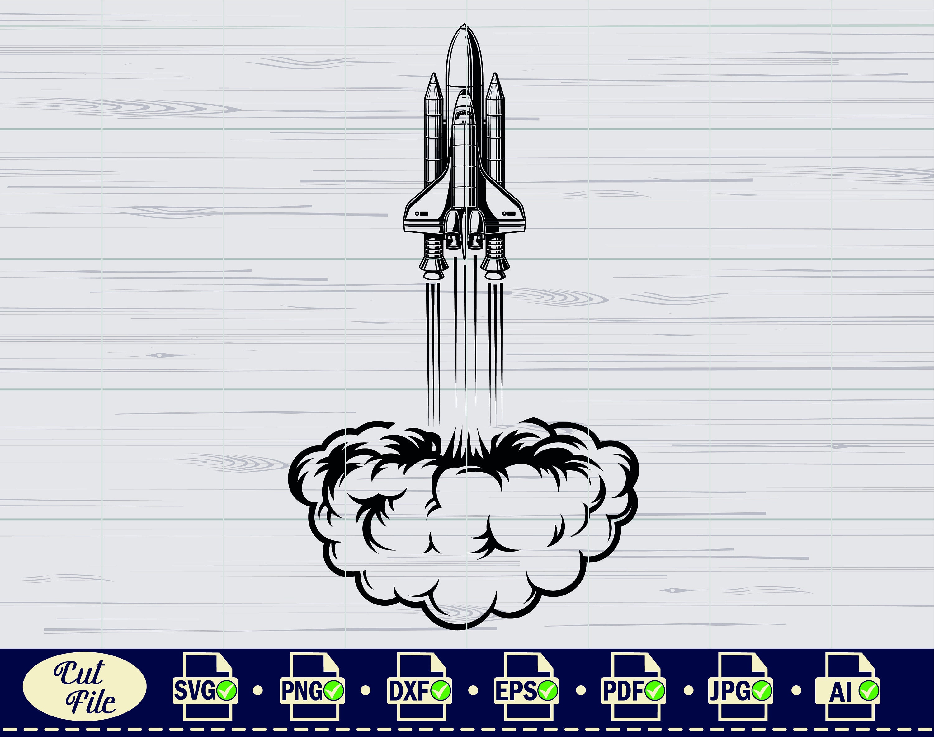 Rocket Launch SVG: Space Ship Clipart, Cricut & Silhouette Cut Files ...