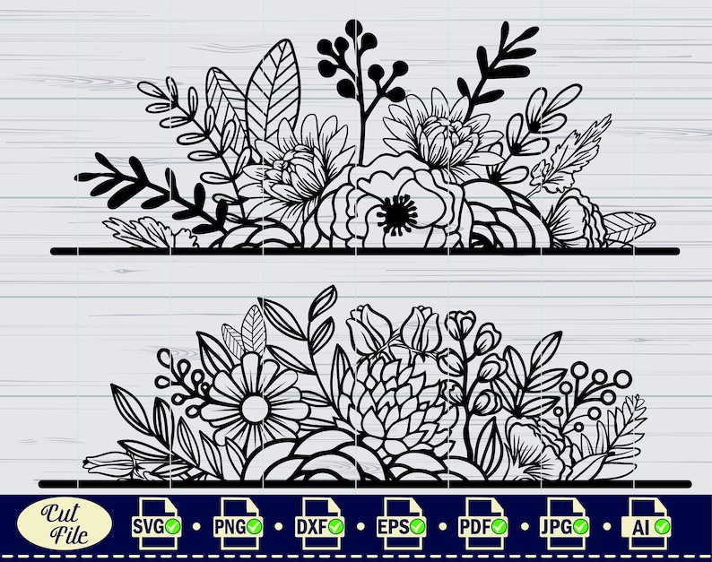 Floral Border SVG2 Flower Border SVG Floral Monogram - Etsy