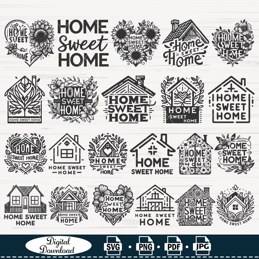 Home Sweet Home SVG Bundle, House Clipart (digital Download) - Etsy