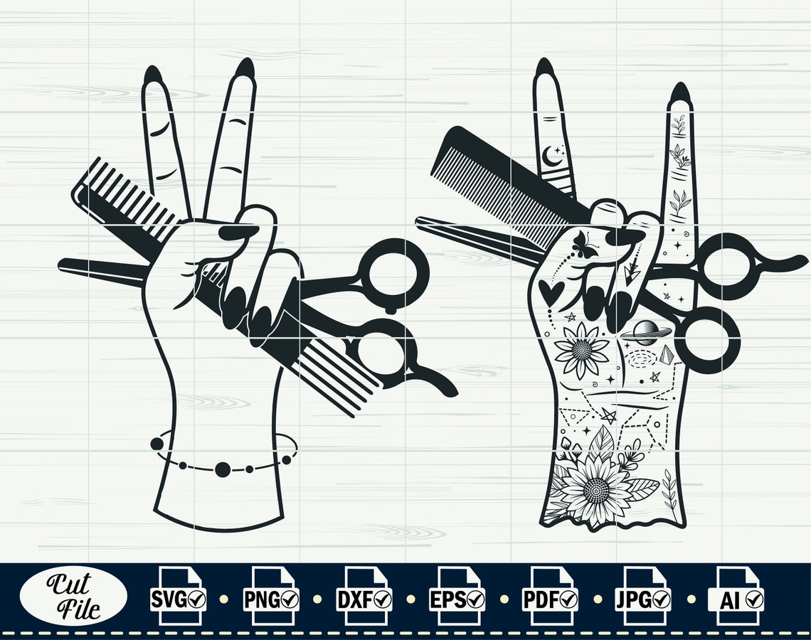 Hair Stylist Hand SVG Bundle: Barbershop Hair Salon Graphics (digital ...