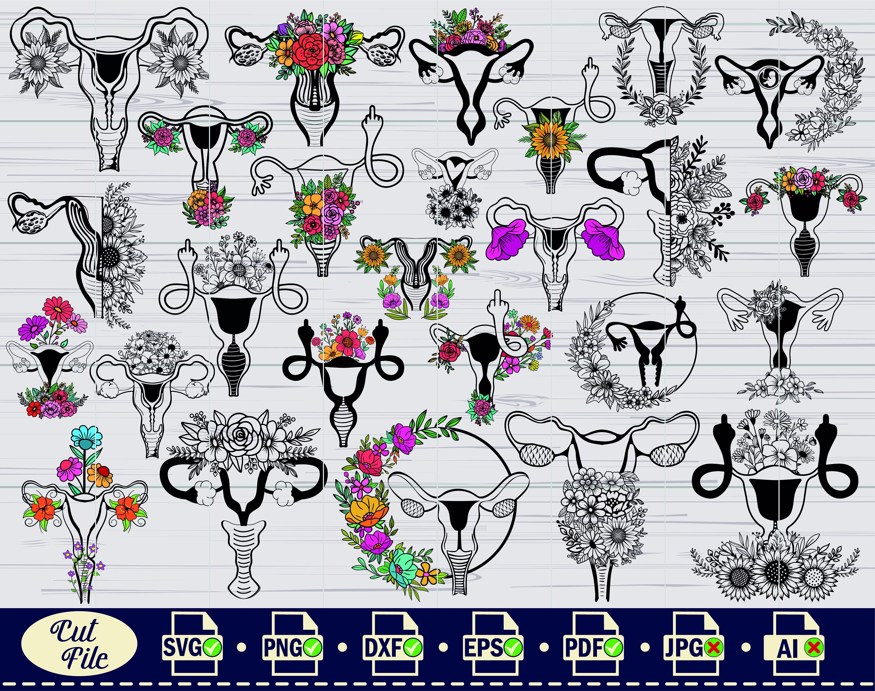 Uterus SVG Floral Uterus Svg Uterus Cut File Feminist Svg - Etsy Finland