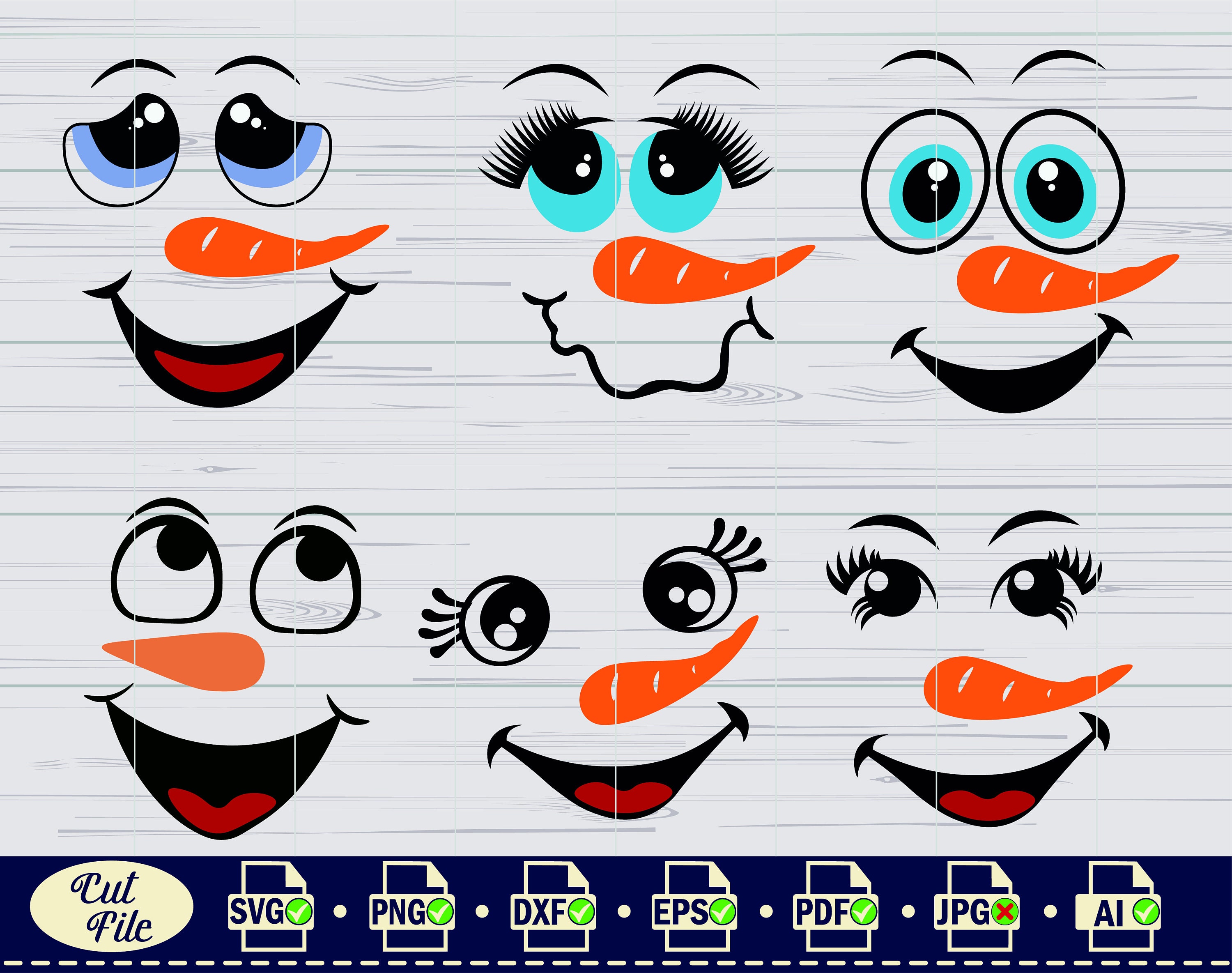 Snowman Svg Bundle 2 Christmas Snowman Svgsnowman Face - Etsy