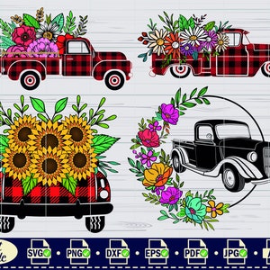 Sunflower Truck SVG,#3, Spring Truck Svg, Truck With Flowers Svg, Farm ...