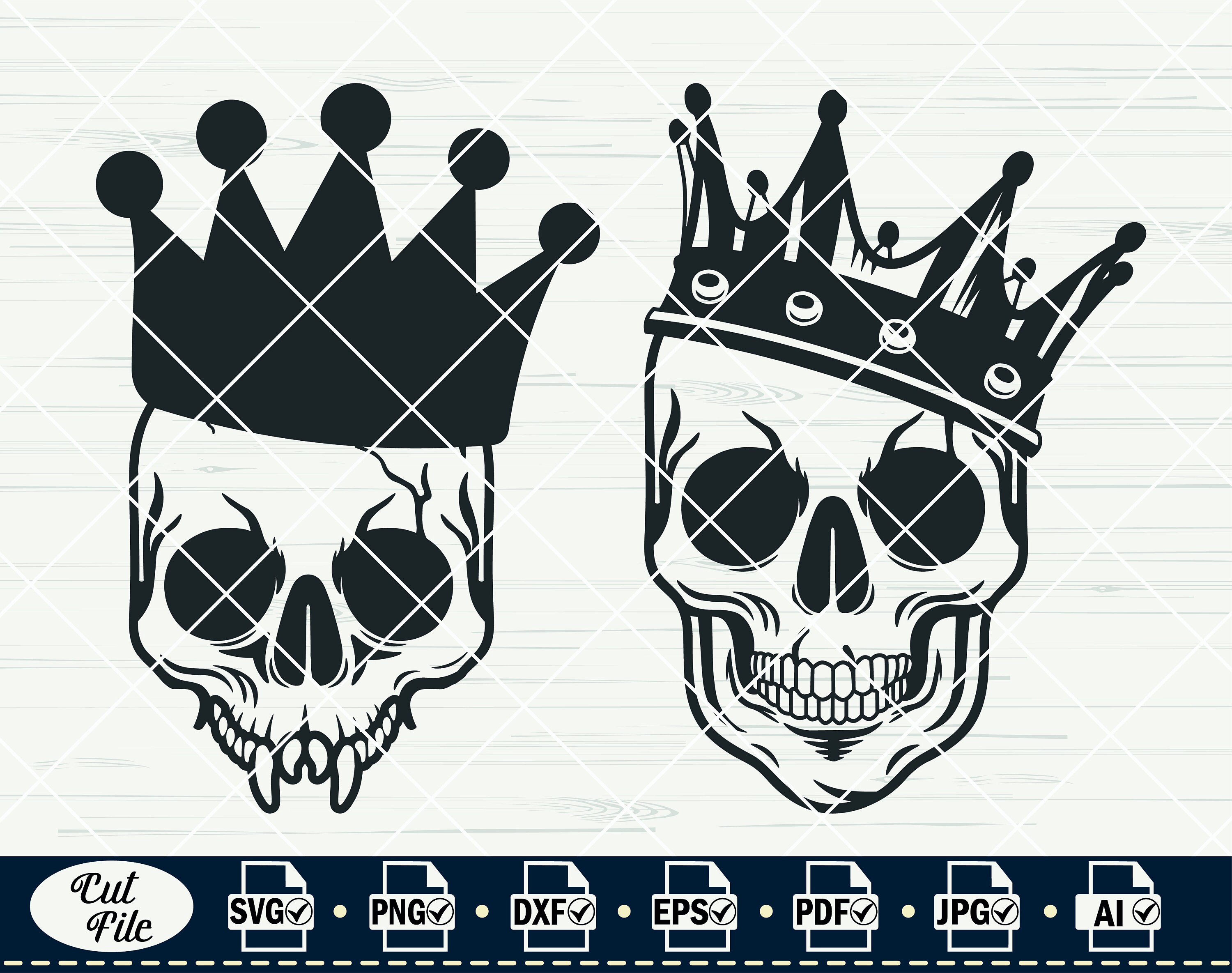 King Skull SVG Cut File: Soldier Clipart, Cricut & Silhouette (digital ...