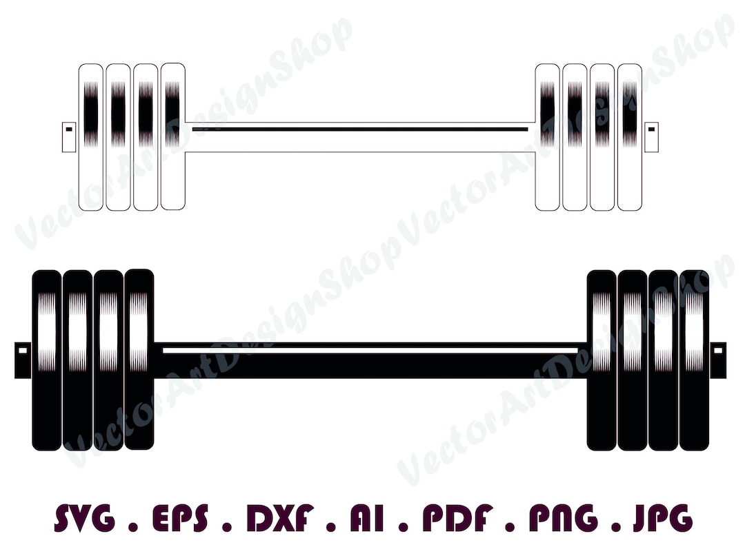 Barbell 3 SVG, Weights SVG, Bodybuilding Svg, Barbell Clipart, Barbell ...