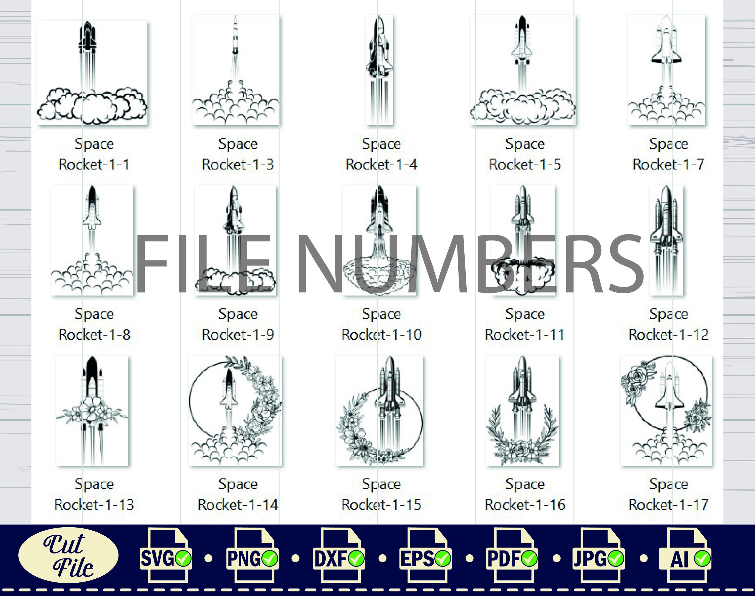Rocket Launch SVG: Space Ship Clipart, Cricut & Silhouette Cut Files - Etsy