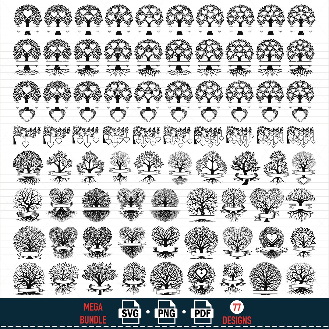 TREE OF LIFE Svg Png Bundle, Family Tree Svg Bundle, Tree Cut File for ...