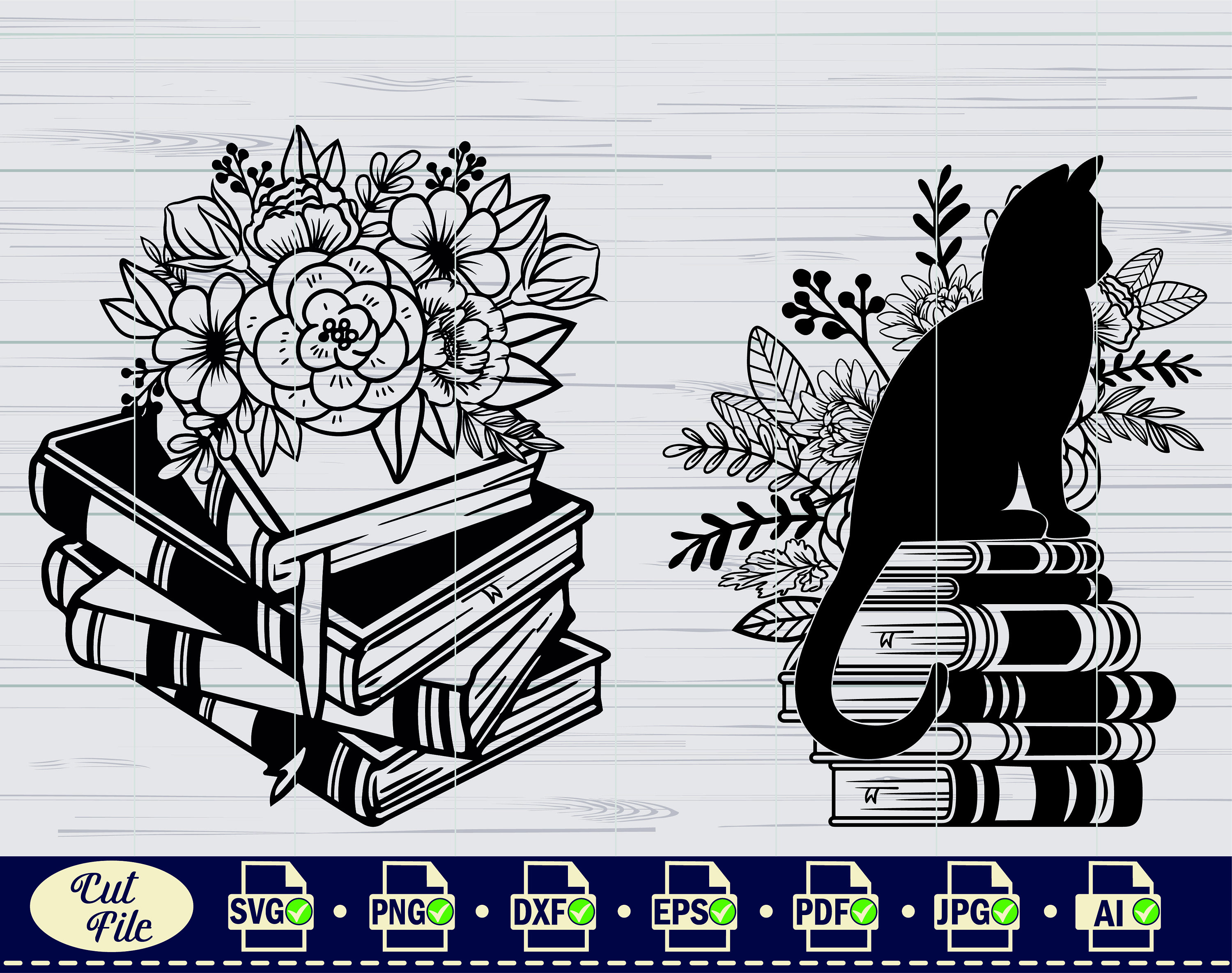 Books Svg1 Floral Book SVG Reading SVG Girl With Book - Etsy UK
